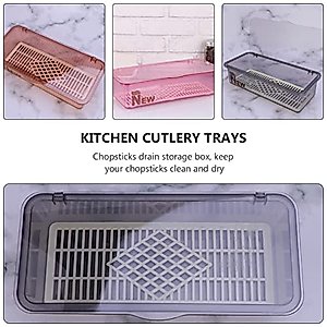 OUNONA Boxes to Home Tool with Containers Drainer Covered Utensil and Holders Trays Storage Keeps Container Dinnerware Color Plastic Organized Drain Chopsticks Flatware Tray Holder