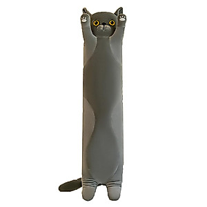 INSTITIZER Long Cat Plush Pillow Body Pillow, 43.3 Inch Cute Cat Stuffed Animals, Soft Kitten Plush Throw Pillow Long Cat Plushie for Kids Girlfriend (Grey)