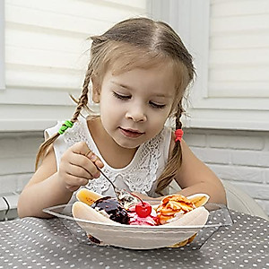 ZEAYEA 120 Pack Banana Split Boat Plate, 12 oz Disposable Plastic Food Boats, Food Grade Ice Cream Sundae Serving Bowls for Snack, Salad, Chip, Dessert Bowls for Party, Restaurants, Home