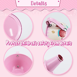 Pink Tea Set for Little Girls,Flower Design Kids Tea Party Set,Princess Tea Time Toys Teapot Dishes Kitchen Pretend Play Tin Tea Party Set for Girls