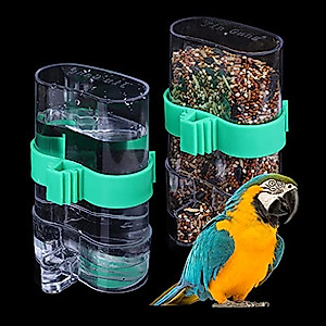 2 pcs Bird Feeder for Cage, Parakeet Water Dispenser Parrot Feeder Parakeet Waterer Cockatiel Cage Accessories, Automatic Feeding for Budgies Finch Canaries Lovebirds