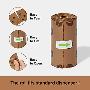 VETRESKA Dog Waste Bag Dispenser with Coffee Scent - Leak Proof, Extra Thick Pet Waste Bags - 1 Bag Holder, 105 Bags (7 Refill Rolls) for Dogs and Cats
