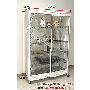 Formosa Covers Storage Shelving Unit Cover, fits Racks 36" Wx18 Dx72 H one Side See Through PVC, Off-White Color, Cover Only