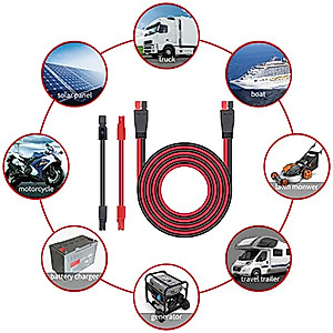 Billion wealth 12 AWG 10Feet 45A Battery Quick Connector Male to Female Extension Cable with 2Pack 4inch Red/Black Battery Quick Adapters Harness Compatible with Portable Power Station