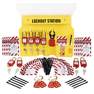 TRADESAFE Lockout Tagout Station with Loto Devices - Lock Out Tag Out Kit Board Includes 8 Pack Safety Lock Set, 3 Hasps for Padlocks, 30 Do Not Operate Tags for Lockout Safety, OSHA Compliance