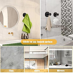 Di yan Two Bathroom Suction Cup Hooks, Matte Black, Suitable for Shower, Bathroom, Glass Door, Mirror, Ceramic Tile Suction Cup Hooks, Luffa, Towel, Jacket, Bathrobe Hook Bracket