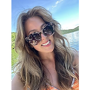 DIFF Bella II Oversized Square Sunglasses for Women UV400 Protection, Cream Tortoise + Grey Gradient