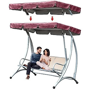 BTURYT 210D Patio Swing Canopy Cover 2 Or 3 Seater Sizes Waterproof Seat Chair Awning Sun Shade Roof Anti-Uv Garden Hammock Replacement Canopy (Swing Seat Canopy only)