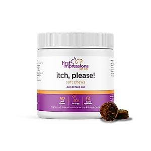 First Impressions Itch, Please! Dog Allergy Chews - Dog Allergy Relief - Stop Licking, Scratching and Chewing - Apple Cider Vinegar, Probiotics, Turmeric - Allergy Relief for Dogs Itching - 120 ct