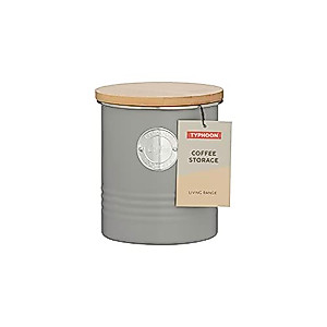 Typhoon Living Airtight Coffee Storage Canister with Bamboo Lid, Grey, 1 Litre