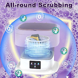 Mini Washing Machine, 11L Large Capacity Portable Washing Machine, Collapsible Foldable Washer and Dryer with Spin for Travel, Socks, Baby Clothes