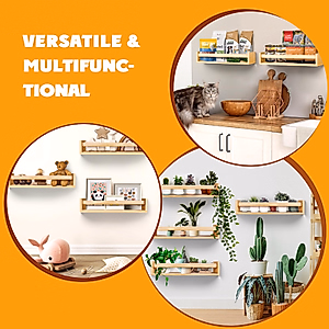 Woodever Nursery Book Shelves Set of 4, 16 Inches Kids Bookshelf, Book Shelf for Kids Room, Floating Shelves for Wall Nursery, Book Storage for Kids, for Bedroom and Palyroom Decor.