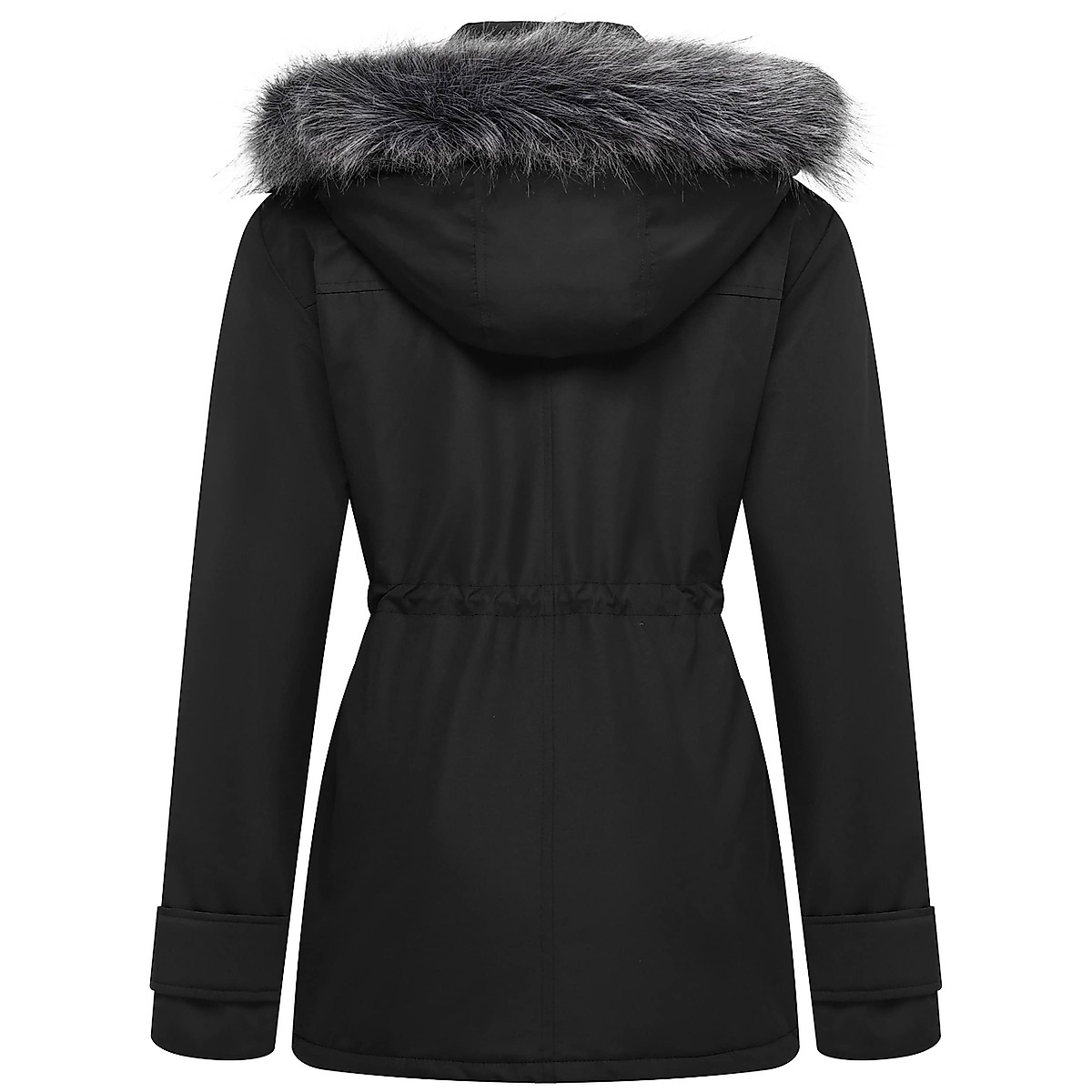 GGleaf Women's Thicken Parka Quilted Puffer Jacket Winter Coat Warm with Removable Hood Black XX-Large