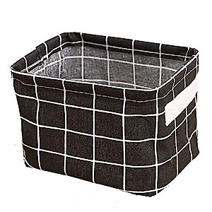 MinoMia 4 Pack Canvas Storage Basket Bins, Home Decor Organizers Bag for Adult Makeup, Baby Toys liners, Books (stripe & check)
