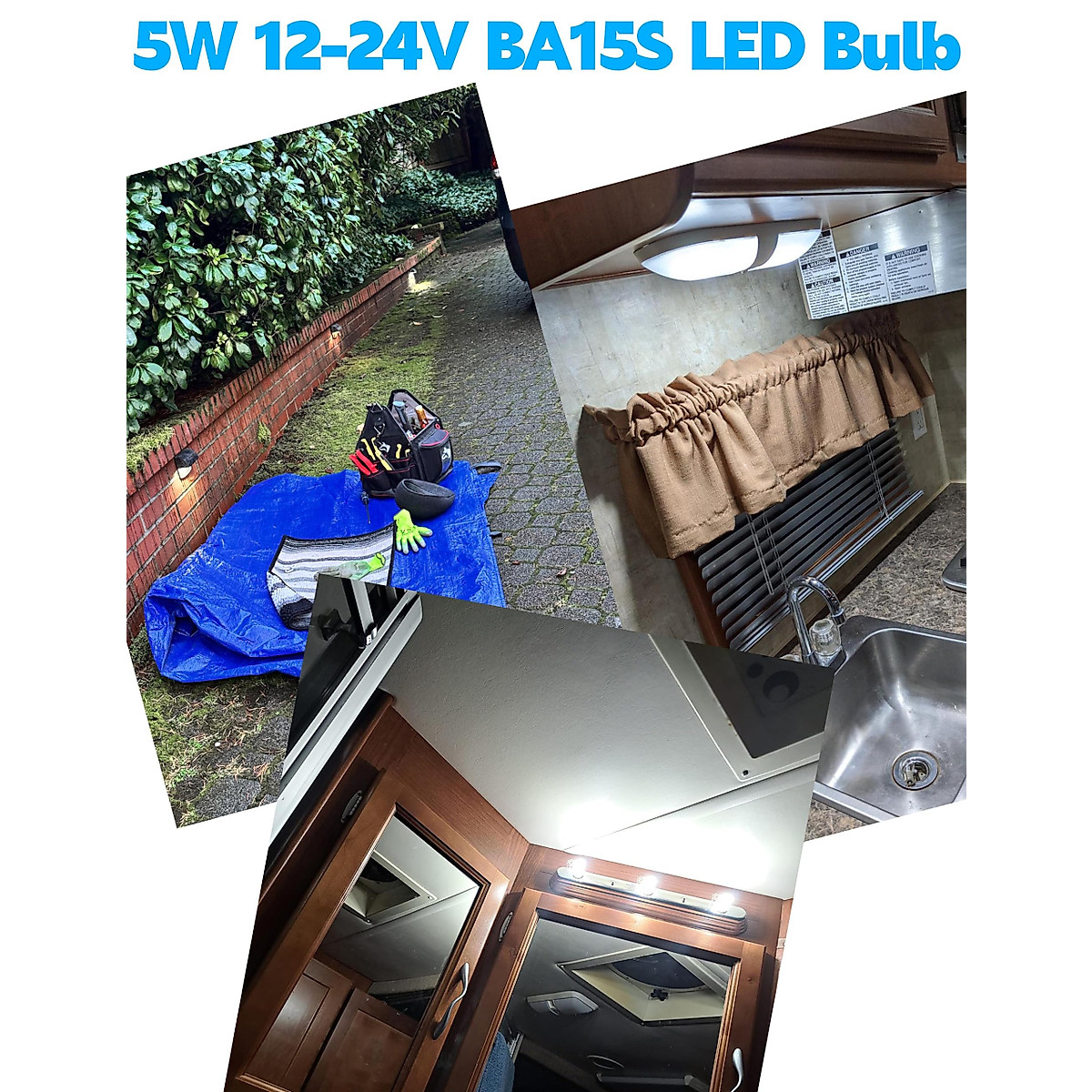 1156 BA15S LED Bulbs 12-24V, 1141 1003 7506 6000K Daylight White, Low Voltage Bayonet Single Contact, 5W 500LM Replacement For RV Landscape Interior Lights Camper Marine Boat Trailer Lights, Pack 4