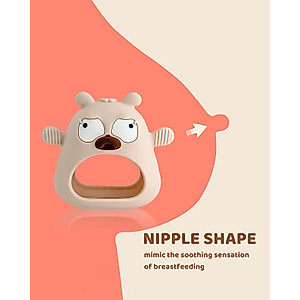 Baby Teething Toy Silicone Teething Mitten for Babies Over 3 Months Anti Dropping Wrist Hand Teethers Baby Chew Toys for Sucking Needs, BPA Free (Caramel)