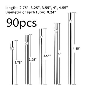 sansheng 90pcs (5 Different Length) Wind Chime Tubes for Home Garden Outdoor Hanging Decorations, Tone Empty Tubes with Wind Chime line 150 Yards(Silver)