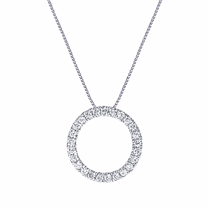 Circle Diamond Necklace For Women | 1/2 CTTW Real White Gold Plated 925 Sterling Silver Lab Made Diamond Pendant Necklace | Ideal Gift for Girls of all Ages