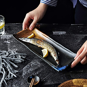 GagalU Fine Dinnerware Sets,Dinner Plate Ceramics Dinnerware Set, Japanese Style 32 Pieces Plates and Bowls Sets/Matte Porcelain Dinner Set with Sushi Plate Suitable for housewarmingurant & MICR