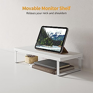 CubiCubi L Shaped Gaming Desk Computer Office Desk, 47 inch Corner Desk with Large Monitor Stand for Home Office Study Writing Workstation, White