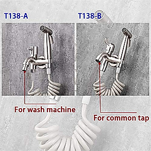 MINJING Bidet Sprayer Kit, Bathroom Water Tap, Stainless Steel Wash Machine Tap with Toilet Bidet Faucet with Independent Switch,for Common Tap