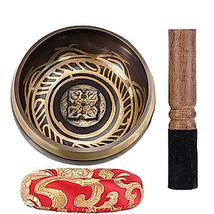 Tibetan Singing Bowl Set (3.2 inch) with Meditation Singing Bowl, Tingsha Cymbals for Healing, Yoga, Meditation, Mindfulness and Relaxation