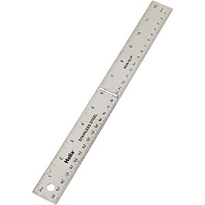Helix Dead Steel Folding Ruler, Silver, Length 30cm / 12 inch