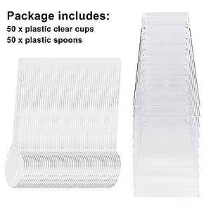 Wiaregom 50Pack 5oz Square Plastic Dessert Cups with Spoons,Clear Parfait Appetizer Cups for Tasting Party Desserts Fruit Parfait Trifle Baby Shower Party