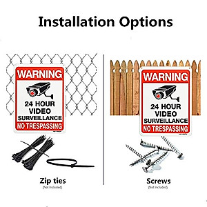 HISVISION Video Surveillance Sign 2-Pack, No Trespassing Metal Reflective Warning Sign, UV Protected & Waterproof, 10"x 7" 0.40 Aluminum Indoor Or Outdoor for Home House and Business Easy to Install