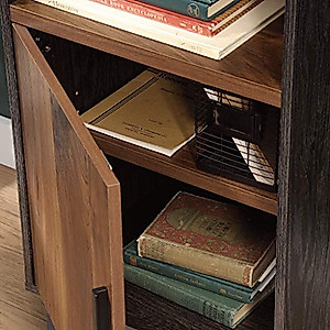 Sauder Canton Lane Industrial 3-Shelf Bookcase with Door, Brew Oak Finish