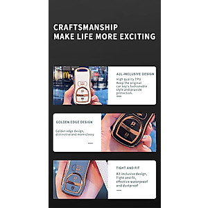 SANRILY TPU Golden-Edge 4 Button Smart Key Fob Cover Case for Nissan Sentra Altima Xterra Maxima 350Z,for Infiniti QX56 G35 i35 Keyless Key Holder with Bling Leather Keychain Blue