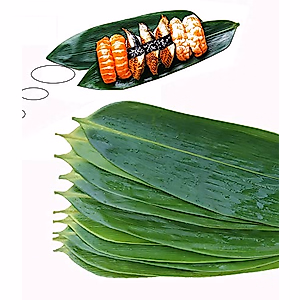 100 pcs Sushi Bamboo Leaf - Banana Leaves Make Zongzi Kit Plate Decorations Holiday Party for cooking (100 pcs, 12" L x 3.2" W) - Leaves Remains Vaccuum and Fresh