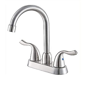 HOTIS HOME Brushed Nickel Bathroom Sink Faucet, 2 Handle 4 Inch Centerset Bathroom Faucet, Small RV Bathroom Faucets for Sink 3 Hole, Camper Silver Stainless Steel Lavatory Vanity Bath Faucet