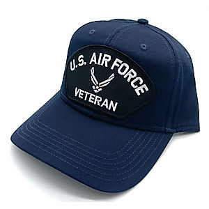 Infinite Hats US Air Force Veteran Silver Patch Adjustable Baseball Cap (Navy)