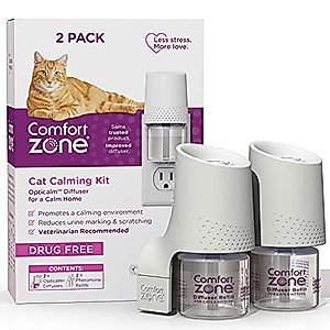 Comfort Zone 2 Diffusers Plus 2 Refills Cat Calming Diffuser Kit (2-Room Pack) for a Calm Home | Veterinarian Recommended | Reduce Spraying, Scratching, & Other Problematic Behaviors