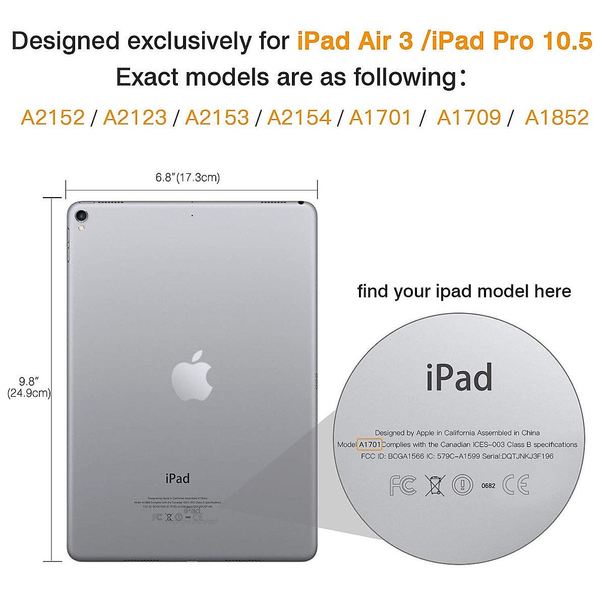 MoKo Case Fit New iPad Air (3rd Generation) 10.5" 2019/iPad Pro 10.5 2017 - Slim Lightweight Smart Shell Stand Cover with Translucent Frosted Back Protector - Space Gray (Auto Wake/Sleep)