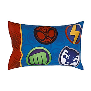 Marvel Spidey and His Amazing Friends Blue, Red, Yellow, and Green, Team Up 2 Piece Toddler Sheet Set