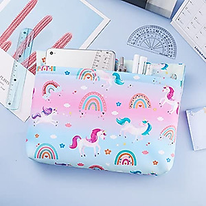 Unicorn Rainbow Book Sleeve with Zipper and Back Pocket, Book Covers for Paperback with Padded, 11 x 9 Inch, Unicorn Gifts for Girls