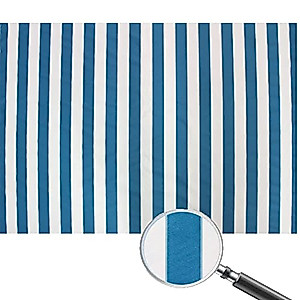 STRIPE CANVAS AWNING FABRIC WATERPROOF OUTDOOR FABRIC 60" Blue/WHTE (1 yard)
