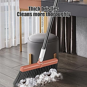 Broom with Dustpan Combo Set Brooms and Dustpan 2-in-1 Set Home Cleaning Supplies Stainless Steel Handle Brooms and Dustpan Combo Set for Home Office Broom Set Dust Pan and Broom Set Cleaning Tools