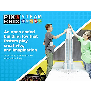 Pix Brix Pixel Art Puzzle Bricks Bucket – 1,500 Piece Pixel Art Kit with 10 Colors, Medium Palette – Patented Interlocking Building Bricks, Create 2D and 3D Builds – Stem Toys, for Age 6 Plus