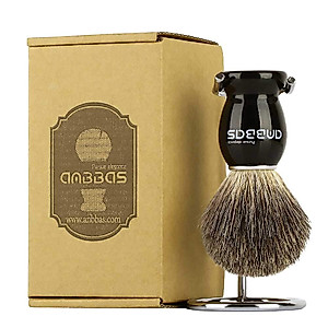 Faux Badger Shaving Brush Set with Black Holder Stand Travel Case Tube Anbbas 3IN1 Unique Wooden Handle Foam Brush Shaving Kit for Men Wet Shave