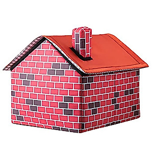 Ushang Pet Indoor Dog House for Small & Medium Dog, Red Brick Doggy Indoor House Dog Bed with Soft Pillow, Size M 21.5 x 18 x 17.5 inch