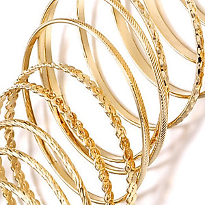 Aonklot Indian Bangles for Women Gold Stackable Bangle Bracelets Set Layers Bohemica Bracelets Multi Cuff Bangle Bracelet Wedding Jewelry for Women Girls