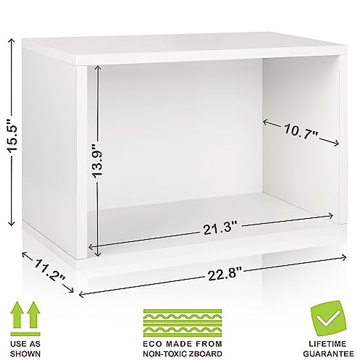 Way Basics Display Shelf Bookcase (Tool-Free Assembly), White