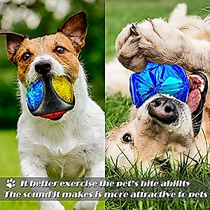 4 Pieces Light up Dog Ball Spiny Light up Dog Ball Flashing LED Dog Ball for Dog Glow in The Dark Flashing Ball Dog Squeaky Toy Bounce Activated Toy PET Ball for Dogs and Puppies