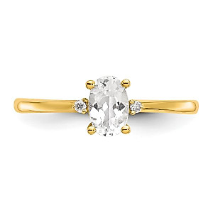 IceCarats 10K Yellow Gold Diamond White Topaz Ring Gemstone Band April Birthstone Jewelry Size 6