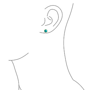 Simple Blue Compressed Blue Turquoise Bezel Set Round Dome Button Stud Earrings For Women 14K Gold Plated .925 Sterling Silver