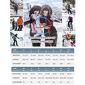 Wespornow Women's-Snow-Ski-Pants for Winter Outdoor Fleece-Lined-Water-Resistant-Hiking-Insulated-Pants with Zipper Pockets（Grey,Medium