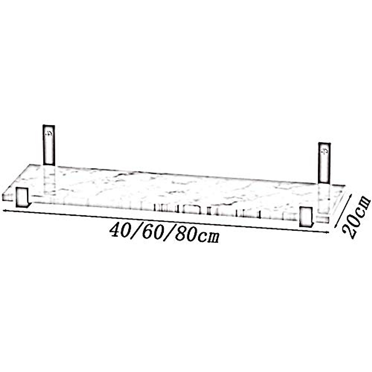 PIBM Stylish Simplicity Shelf Wall Mounted Floating Rack Shelves Modern Set Top Box Bookshelf Storage Sundries Marble Metal Bracket No Deformation,4 Sizes, a ,